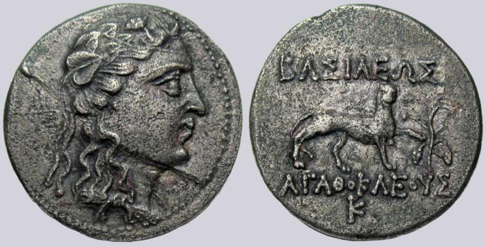 Indo-Greek Kingdoms Cu-Ni Chalkon, Agathokles | Bactrianumis