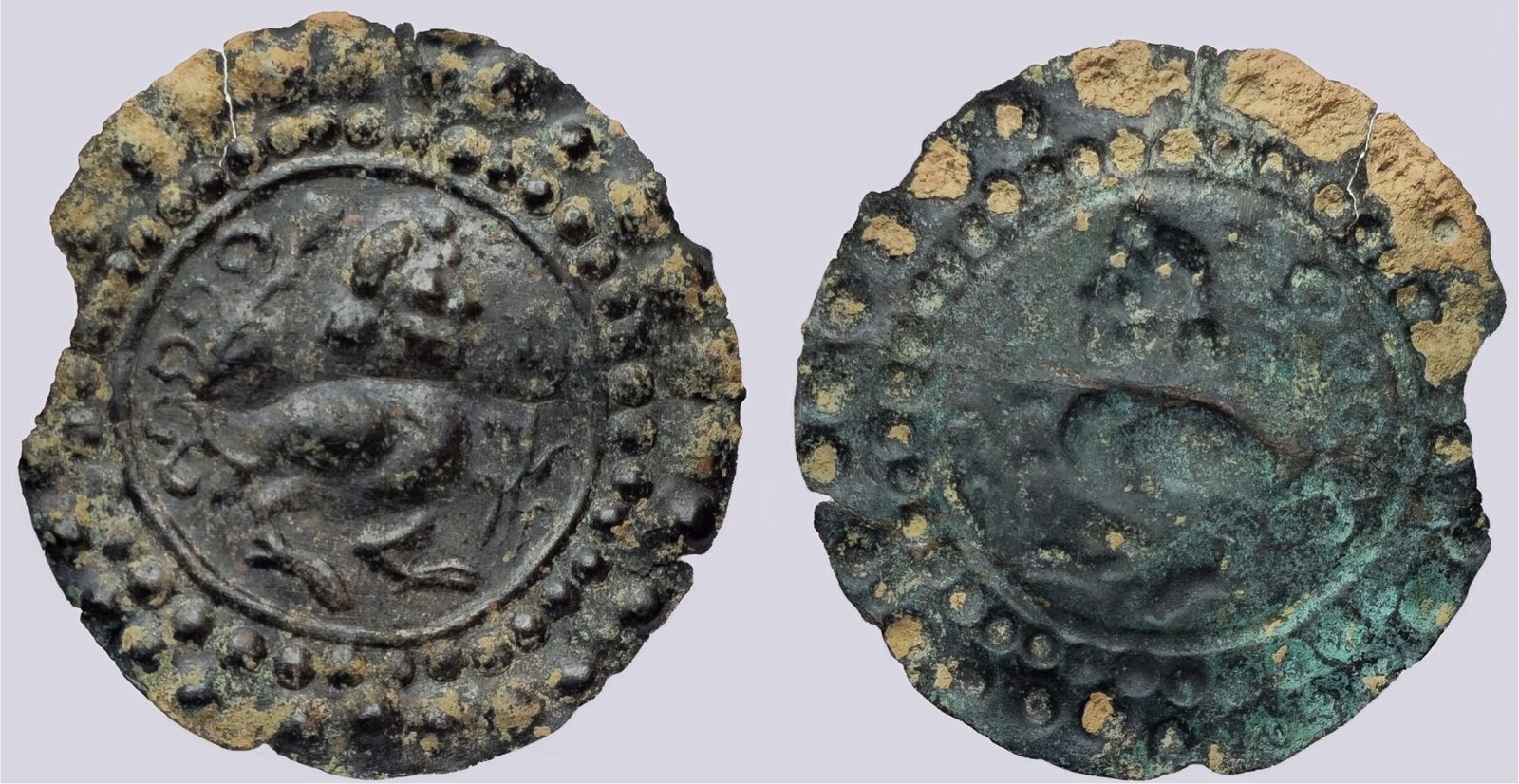 Central Asia, Silk Road, AE bracteate in Hunnic style - BACTRIANUMIS ...